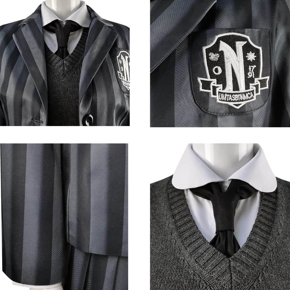 Wednesday Addams School Uniform Nevermore School Dress 5pcs Suit Wedne ...